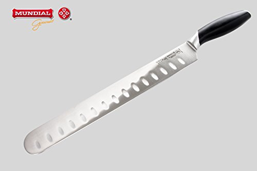 Mundial Titan 3427-11GE 11" Hollow Granton Edge Slicing Knife, Black Handle with Plastic Protective Sheath