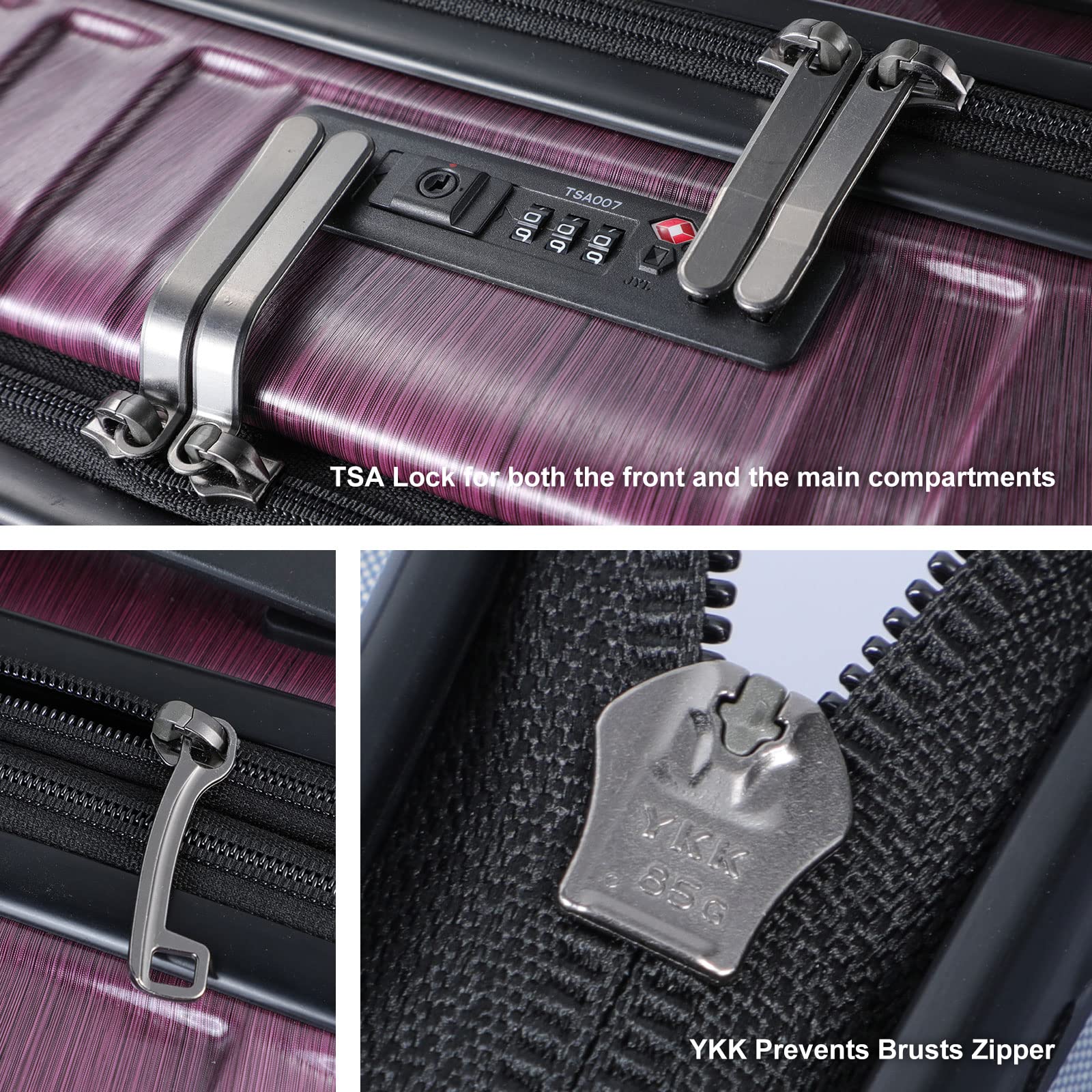 TydeCkare Carry on Luggage 21 Inch with Front Pocket, ABS+PC Hardshell Suitcase with Dual Control TSA Lock, YKK Zipper, 4 Spinner Silent Wheels, Rose Red