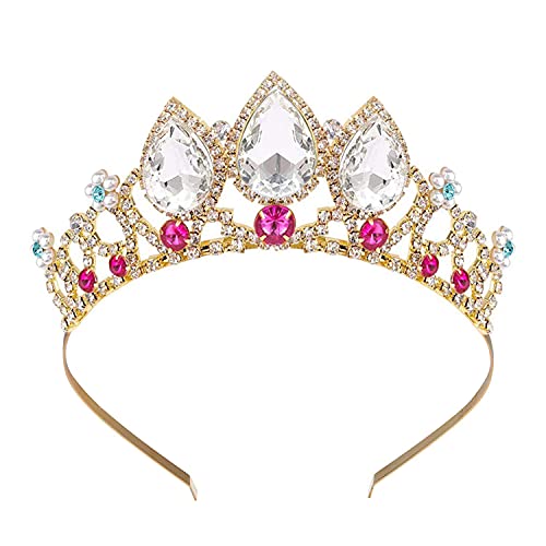 Tiaras for Girls, Didder Princess Crowns and Tiaras for Little Girls Tiara, Crystal Crown for Girls Gold Birthday Crown Red Gem Princess Crown for Kids for Flower Girls and Prom, Christmas Gifts