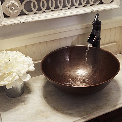 Sinkology BRV-1405BC Hubble Handmade Pure Solid Vessel Sink, 14", Aged Copper
