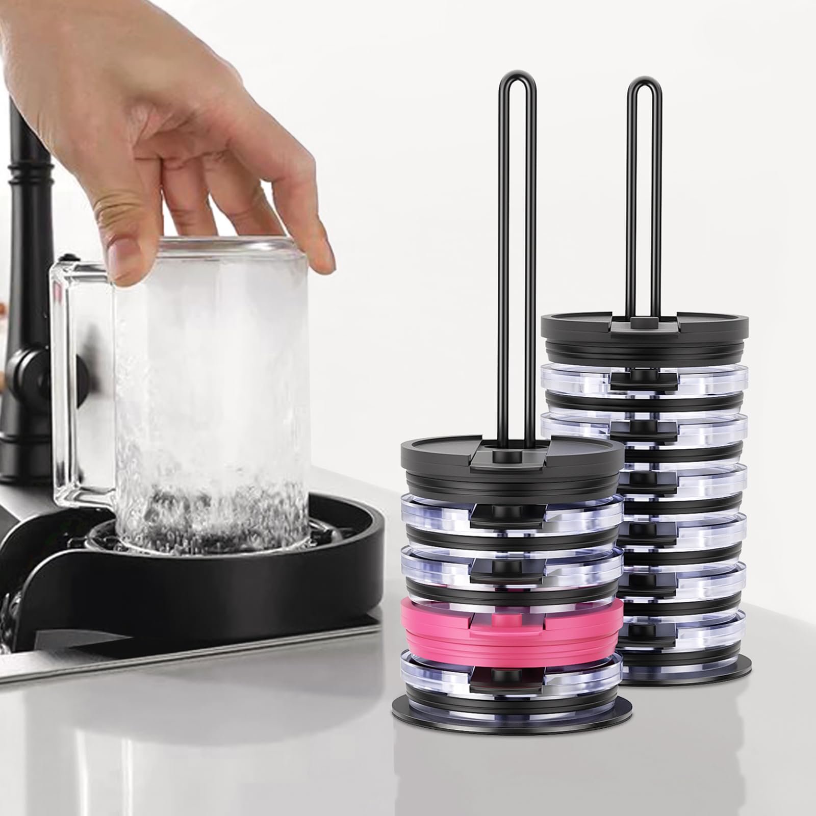 songsoso 2 Pack Tumbler Lid Organizer: Cup Lid Organizer - Each Vertical Storage Up to 11 Lids for Yeti/Stanley/Simple Modern Cup Lids.
