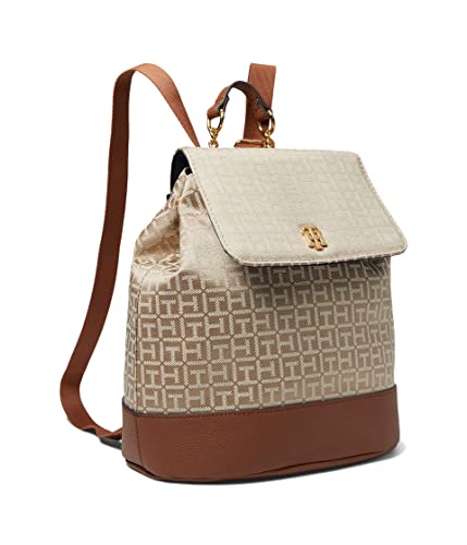 Tommy Hilfiger Joy II Flap Backpack Square Monogram Jacquard Khaki Tonal One Size