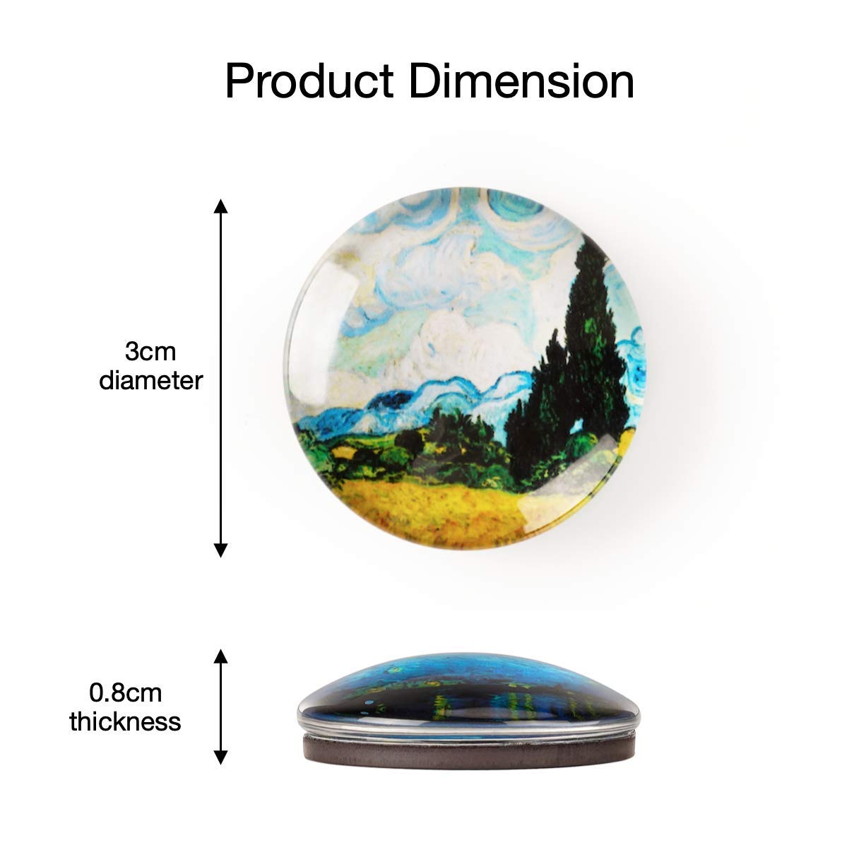 Mienno 16 Pack Van Gogh Refrigerator Magnets, Crystal Glass Magnets, Van Gogh Decorative Fridge Magnets, Homewarming Gift, Home Decoration Gift with Gift Packaging Box (Kraft Gift Box)