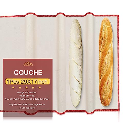 WALFOS 2PCS French Baguette Bread Pan ,with Professional Proofing Cloth, 15"X 13" Non-stick french bread pan, 4 Wave Loaves Loaf baguette pan for baking Toast Perforated Bakers Molding