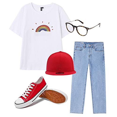 Womens Canvas Sneakers Low Top Lace Up Canvas Shoes Fashion Comfortable⦠(Red, US7)