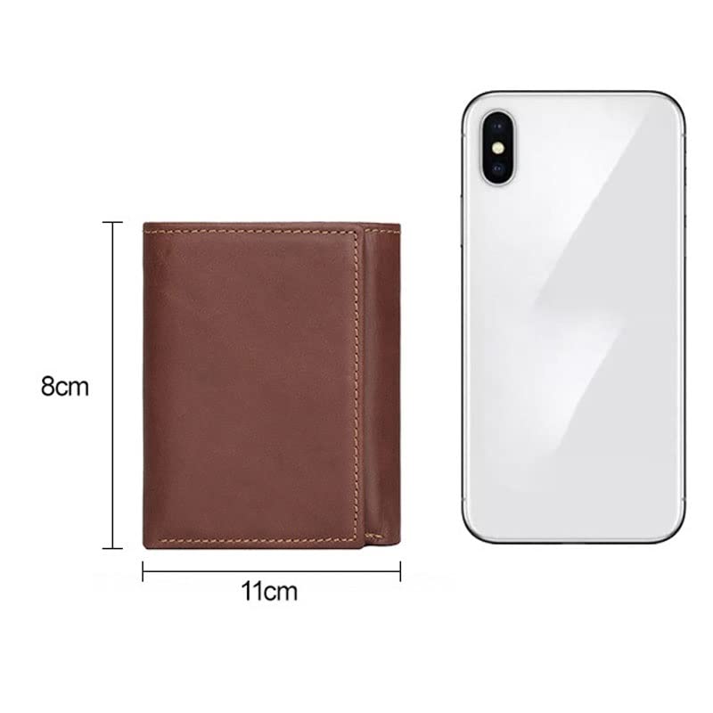 LUYILA Men's Wallet Fashion Short Men's Wallet Tri-fold Men's Wallet Buckle with 2 ID Window