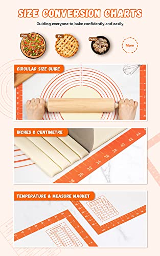 MMmat Silicone Pastry Mat, Extra Large Non-slip Silicone Baking Mat with Measurements, Counter Mat, Dough Rolling Mat, Fondant and Pie Crust Mat, (36 x 24 IN) 36'' By 24''