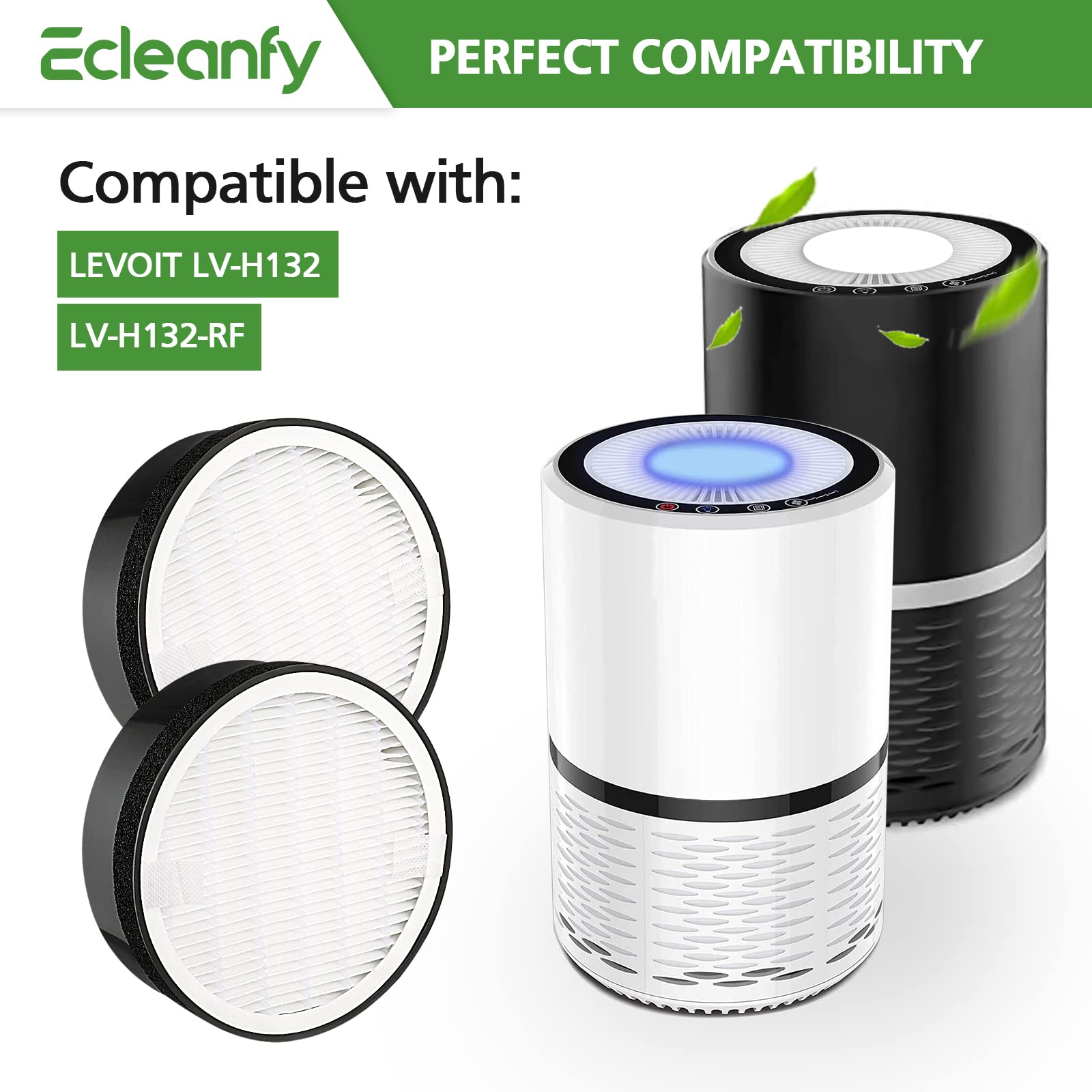 LV-H132-RF Replacement Filter Compatible with LEVOIT LV-H132, 3-in-1 Nylon Pre-Filter, True HEPA Filter, High-Efficiency Activated Carbon Filter, Compare to Part #LV-H132-RF【Not fit for PureZone Halo】
