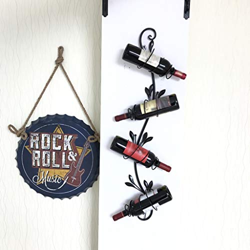 PIBM European Style Wine Rack Decoration Bar Personality Iron Display Stand Bottle Display Wall Decoration 20×12×95Cm J1030, Black