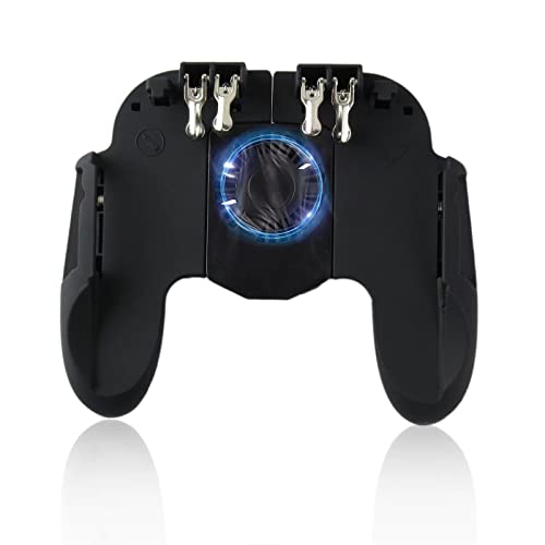Six-finger Gaming Controller PUBG Mobile Phone Controller Joystick Gamepad with Cooling Fan/Phone Holder, Phone Gamepad For PUBG/Fortnite/Call of Duty
