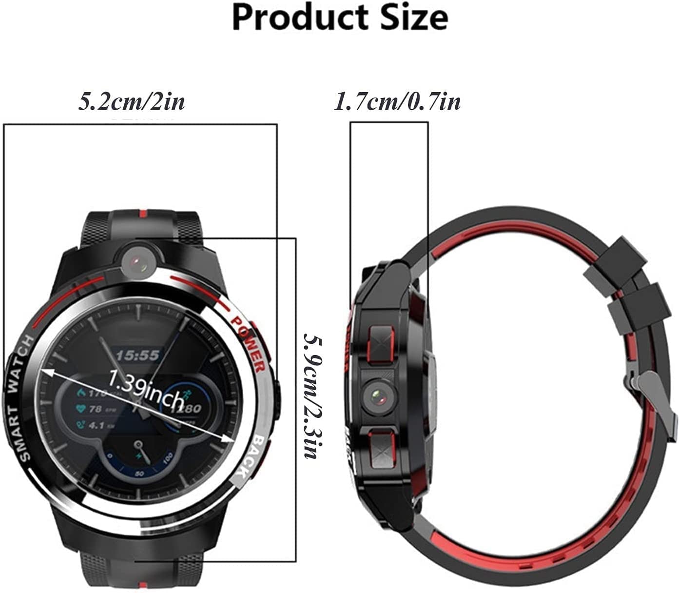 QINERSAW Smart Watch Men Ladies Universal with 2 Cameras Smart Watch with Call, Face ID, Tracker, Waterproof, App Message Reminder 32GB RAM