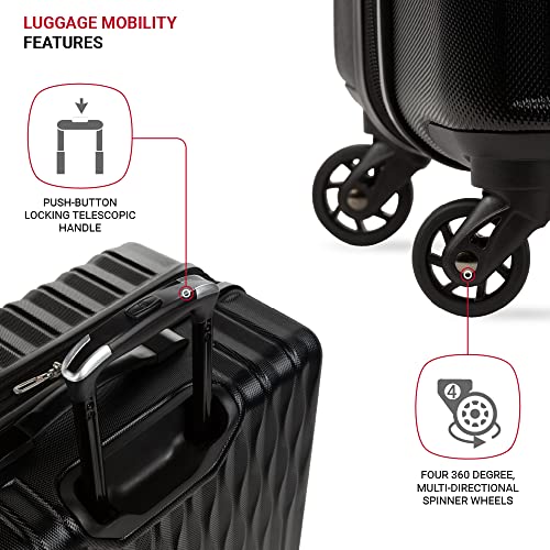 SwissGear 8018 Hardside Expandable Luggage with Spinner Wheels, Black, Checked-Large 27-Inch