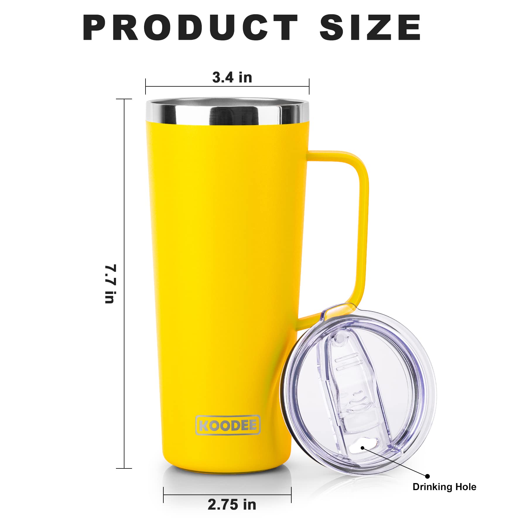 koodee Coffee Mug with Handle- 24 oz Insulated Coffee Travel Mug With Handle-Stainless Steel Vacuum Camping Mug Coffee Tumbler（Wine Red）