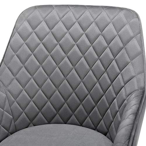 Yaheetech 4pcs Dining Chairs Counter Lounge Armrest Chairs Velvet Modern Chairs With Backrest and Upholstered Seat for Home Kitchen and Restaurant, Grey