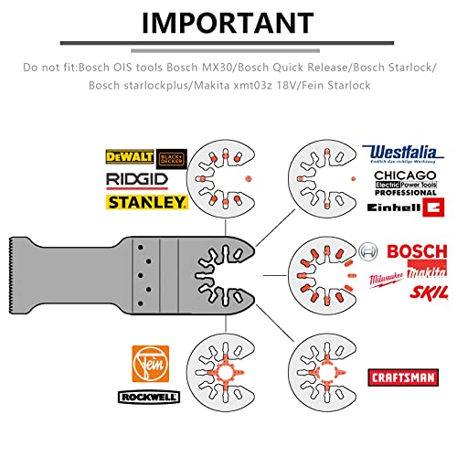 NEWONE 67 Pack Oscillating Multitool Quick Release Saw Blades with Sandpaper,Multitool Blades for Wood Metal Plastics Compatible with Fein Black&Decker Bosch Chicago Roybi Milwaukee Makita CraftsmanâŚ