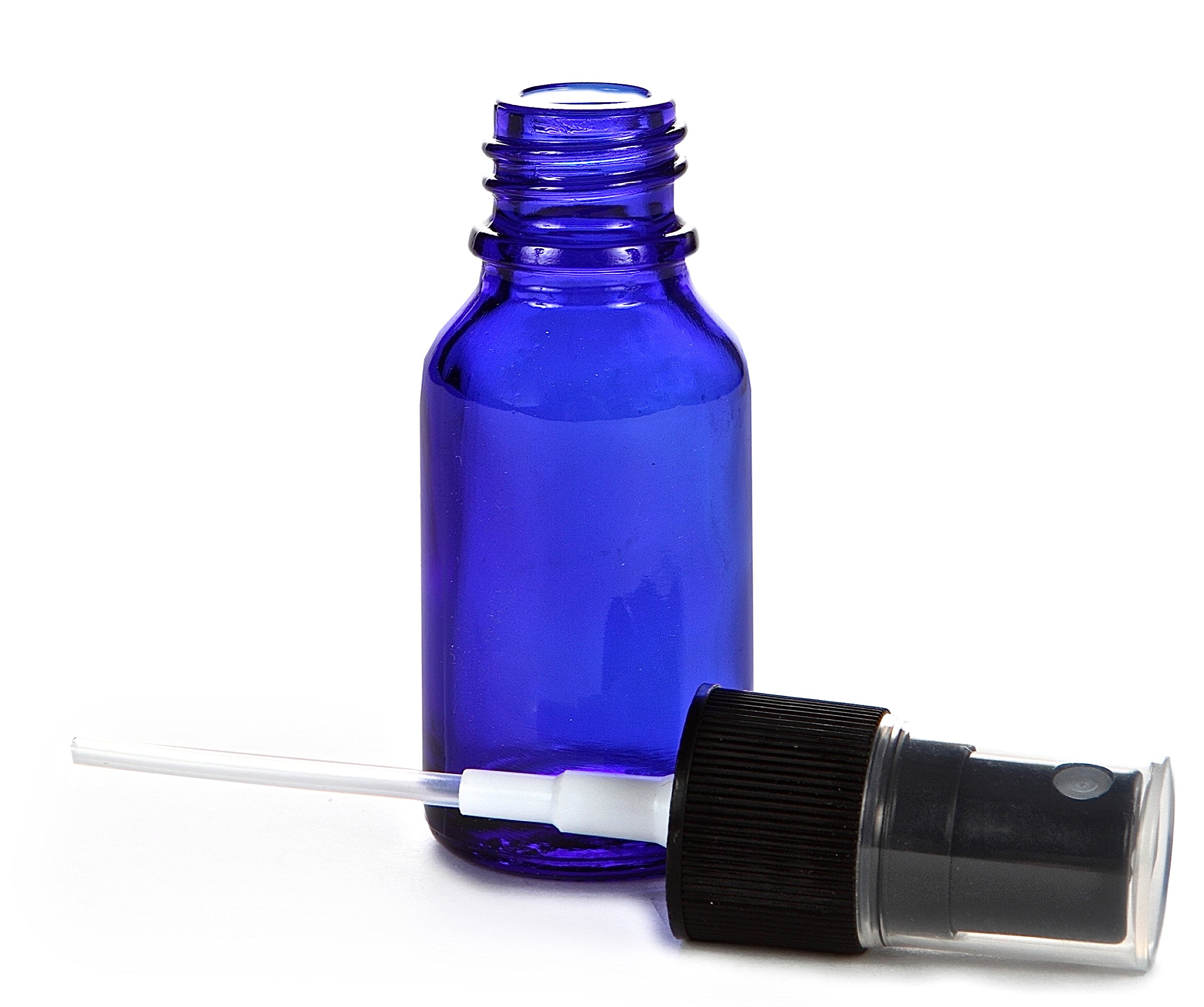 Vivaplex, 24, Cobalt Blue, 15 ml (1/2 oz) Glass Bottles, with Black Fine Mist Sprayer's