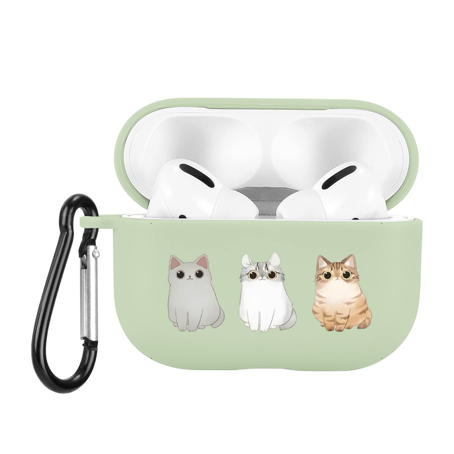 Three Cats 3 Case Compatible with Airpods Pro Clear Soft TPU, Supports Wireless Charging Shockproof Protective Cover for Airpods Pro