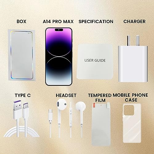 WV LeisureMaster A14pro Max Unlocked Phone, 6+256GB Android 13.0 Smartphone, 6.82-inch HD Screen, Dual SIM, Dual Standby, 6000 mAh Battery, 64MP Camera, 2796 * 1290 Resolution 5g Phone(Gold)