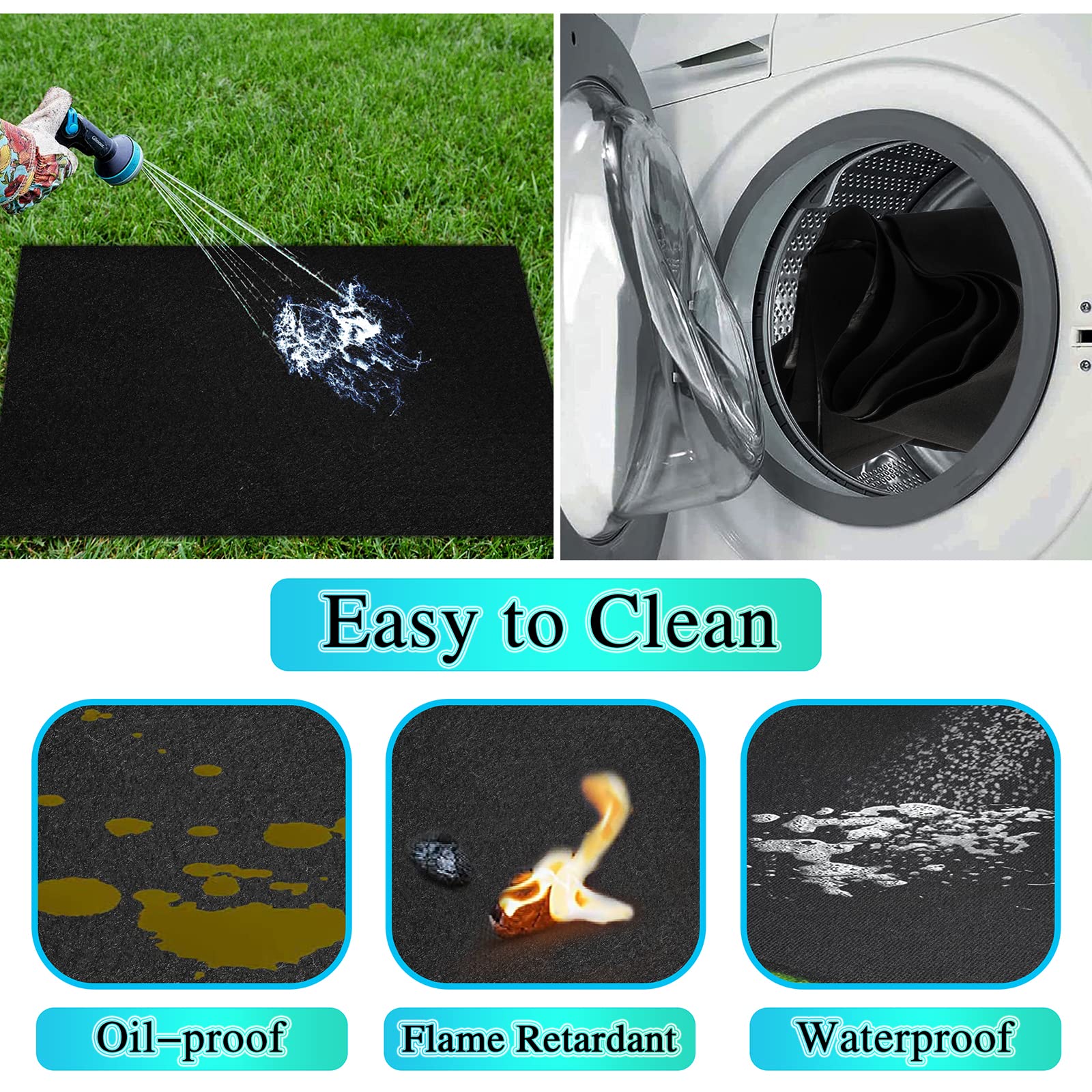 UBeesize 48x60 inch Under Grill Mat,Fireproof Flame Retardant Mat for Under Grill,Grill mats for Outdoor Grill Deck Protector,BBQ Mat for Under BBQ,Waterproof and Oil-Proof,Reusable