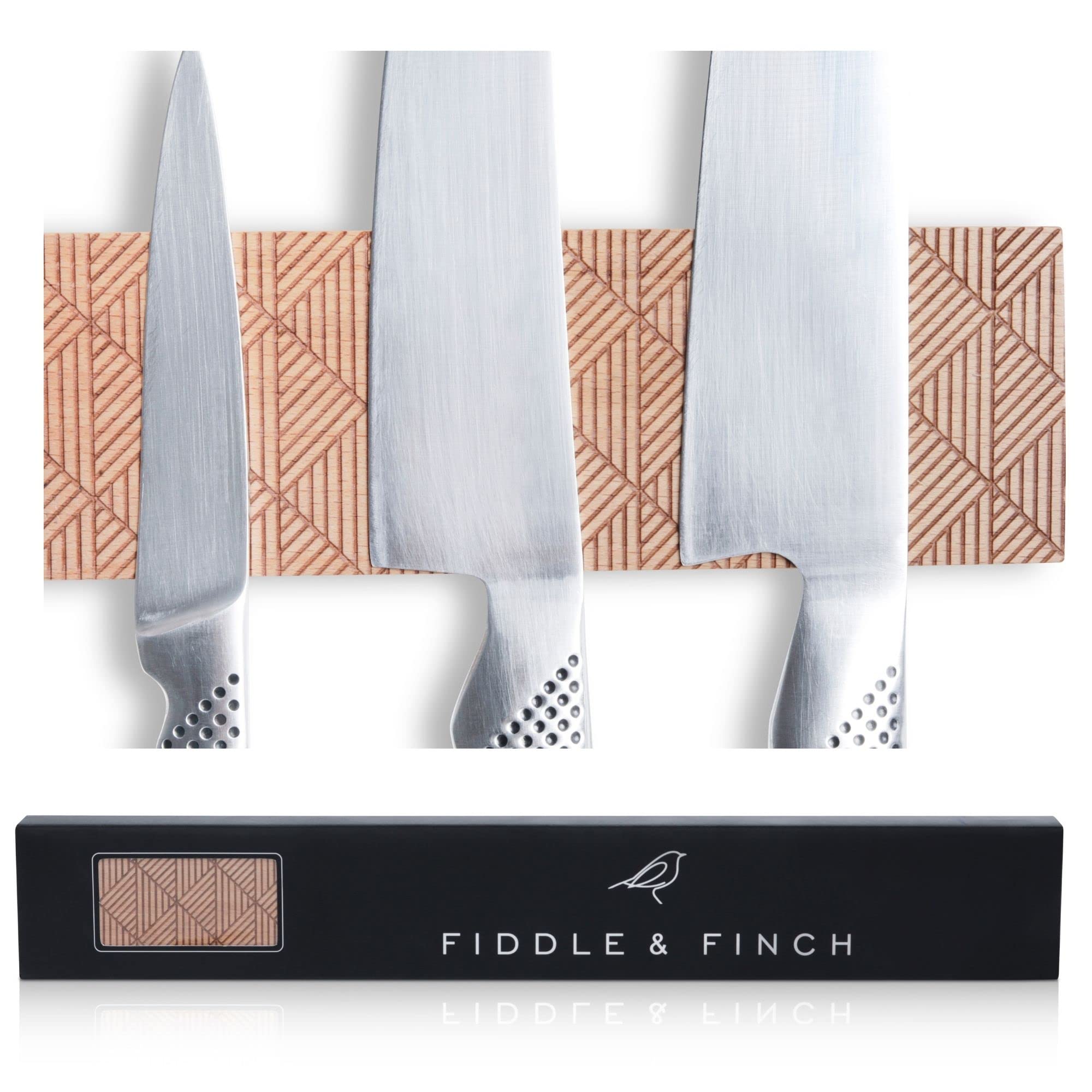 Magnetic Strip Knife Holder β Etched Wood Knife Rack or Bar with Hardware for Hanging & Wall Mounting. β Kitchen Utensil Organizer & Storage by Fiddle & Finch, 16 Inch. Diamond Daze