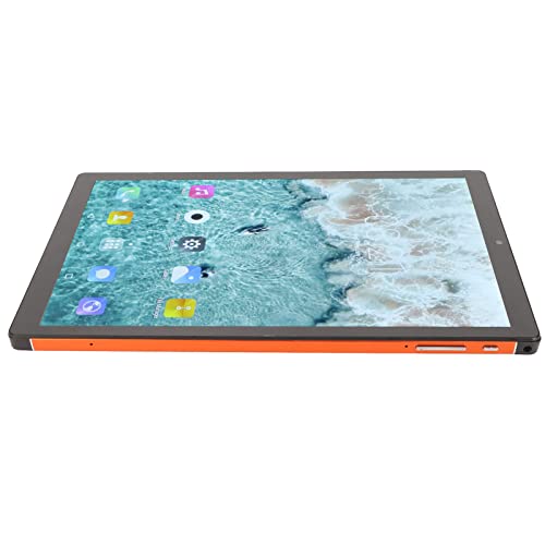 Qinlorgo HD Tablet, Orange Tablet 5G WiFi 10.1 Inch Aluminum Alloy for Office (US Plug)