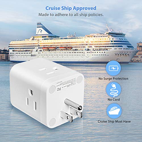 Multi Plug Outlet Adapter, Cruise Power Strip No Surge Protector with USB Outlets, USB Wall Charger with 3 Outlets 3 USB Ports(3.1A), Wall Plug Outlet Extenders for Travel Home Office