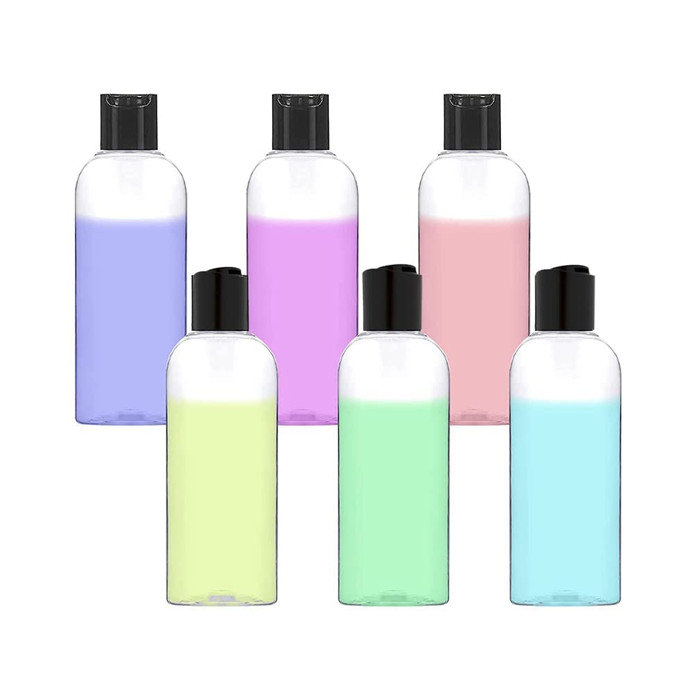 YICTEK 3.4 Oz Clear Empty Travel Bottles with Disc Cap 6 Pcs, 100ml TSA Transparent Plastic Travel Size Bottles and Refillable Travel Containers for Shampoo and Lotion