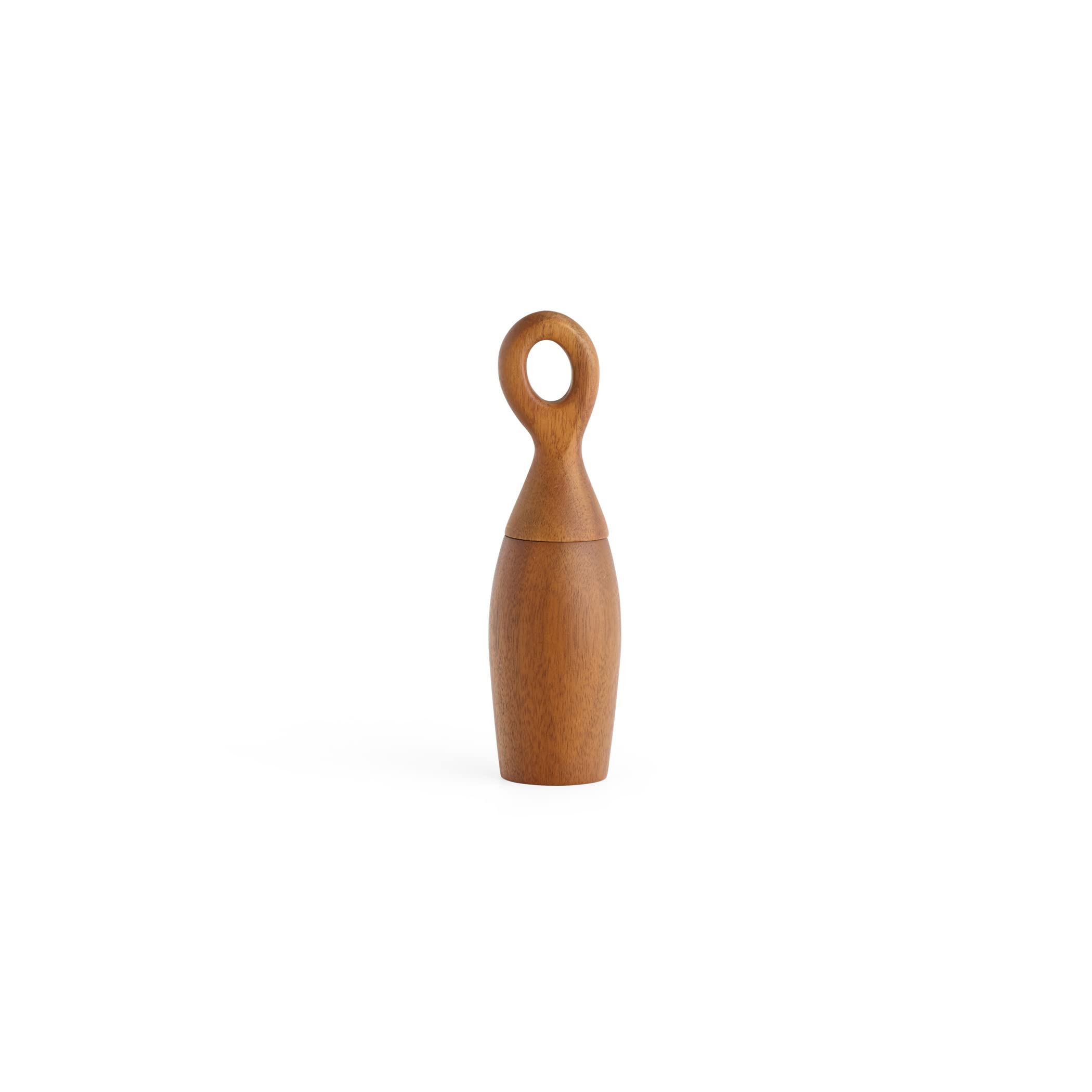 Nambe Portables Acacia Wood Salt or Pepper Mill – Measures 8-inches – Refillable Spice Grinder- Manual Salt or Peppercorn Grinder – Wooden Mill with Handle (1 Count)
