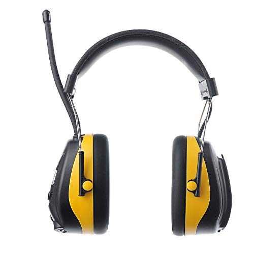 PROTEAR Digital AM FM Radio Headphones, Ear Protection Noise Reduction Earmuffs, 25dB NRR Hearing Protectors for Lawn Mowing and Landscaping(Yellow)