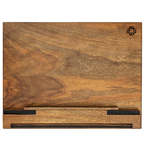 TILISMA Wooden Cook Book Stand - Handmade Walnut Book Holder for Reading Hands Free - Cookbook Holder for Counter Top - Fancy Tablet Holder - Recipe Holder - Book Accessories for Kitchen