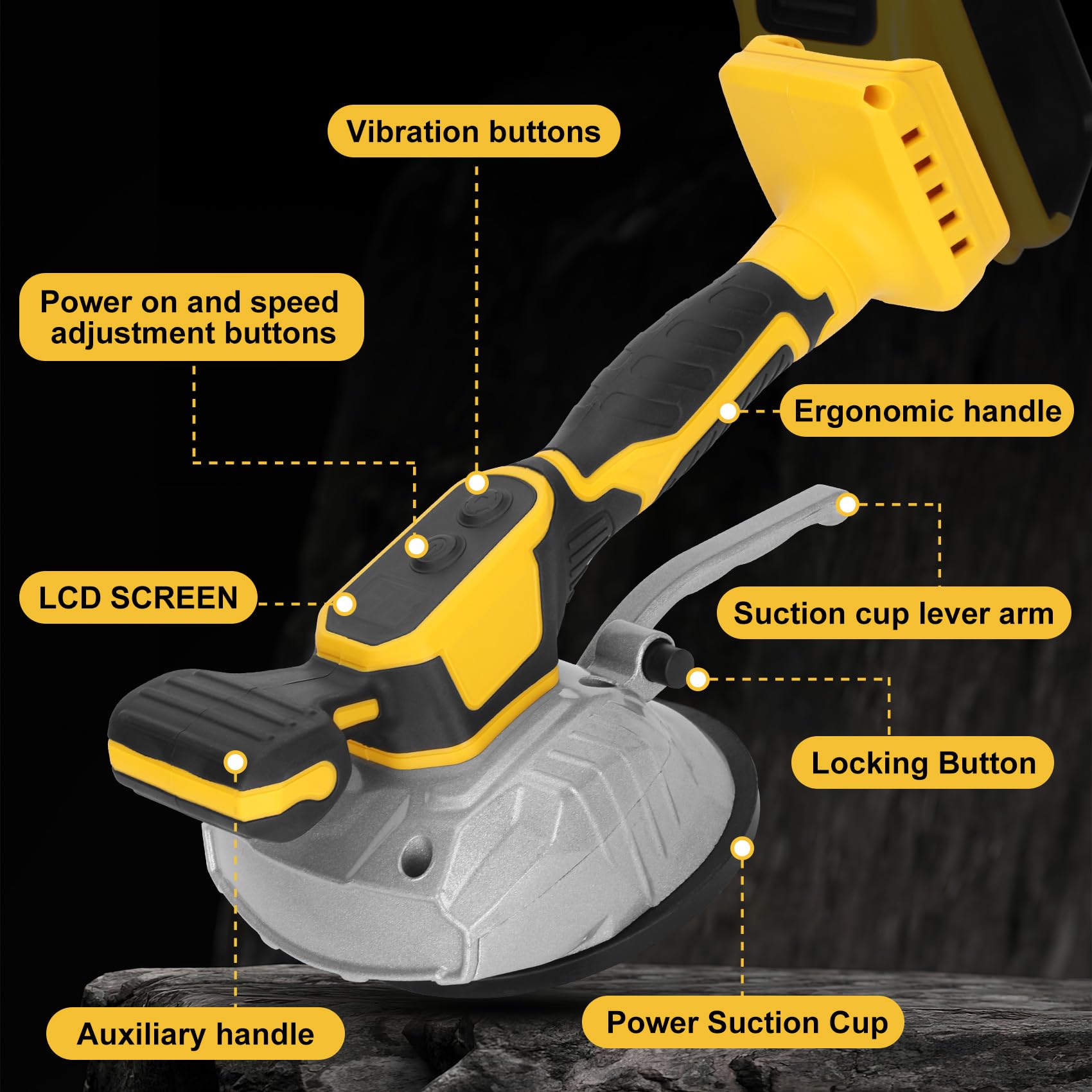 Tile Vibration Leveling Machine for Dewalt 20V Max Battery, Cordless Tile Vibration Installation Tool with 8 Adjustable Speed, Digital Display, Powerful Suction Cup and Box (Battery Not Included)