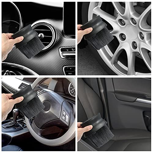 X AUTOHAUX 2pcs Car Interior Soft Hair Dust Removal Brush Car Cleaning Brush Dust Collectors for Car Dashboards Air Conditioning Vents Black