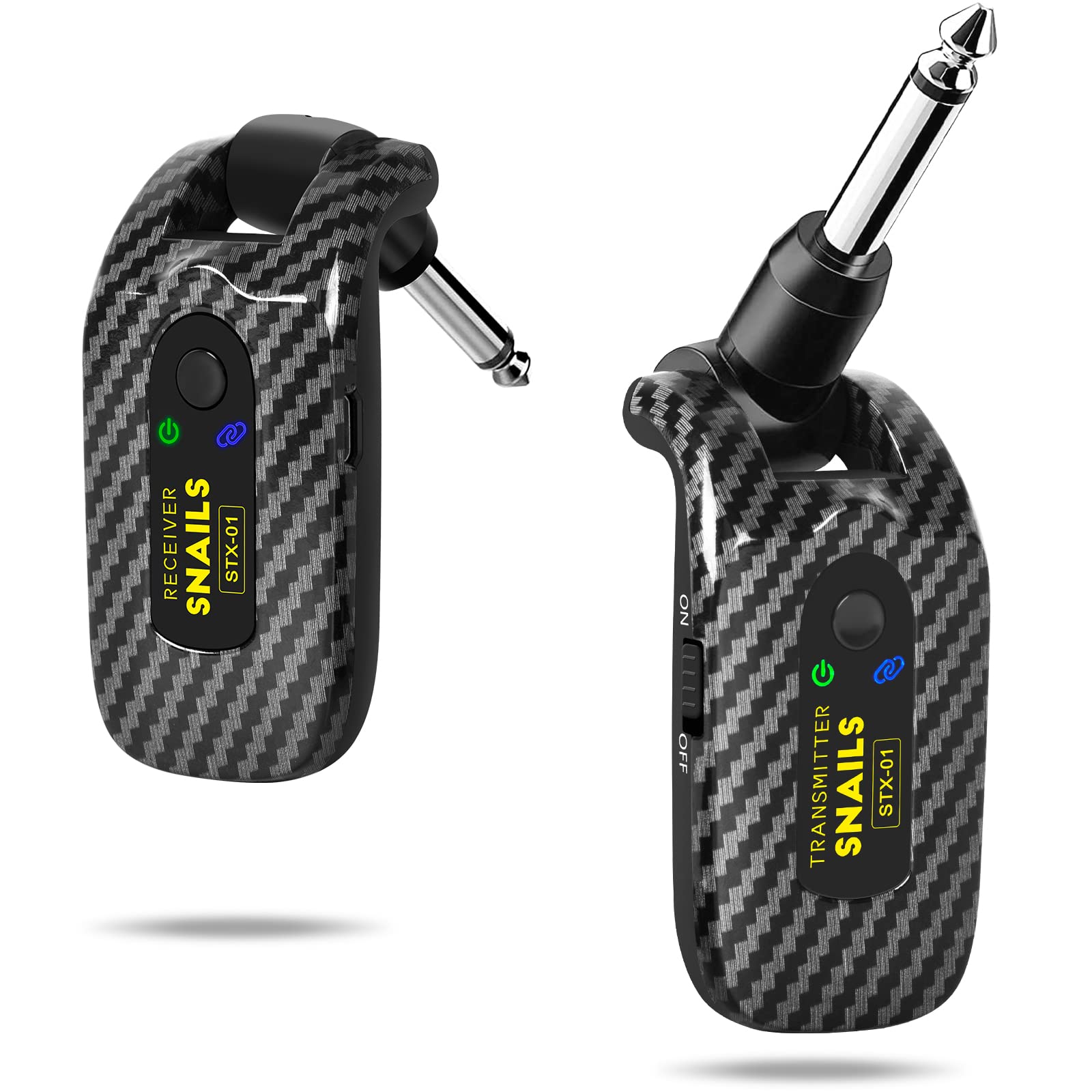 LOTMUSIC 2.4GHZ Wireless Guitar System, Rechargeable Digital Wireless Guitar Transmitter Receiver with 4 Channels and Long Battery Endurance for Electric Guitar Bass