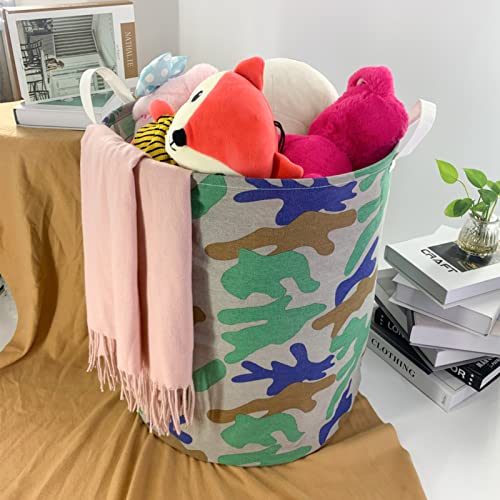 SineGux Collapsible Laundry Basket Large Laundry Hamper Waterproof Foldable Storage Bins Storage Basket with Handles Canvas Nursery Hampers for Laundry Clothes Toy Organizer (Camo Grey)
