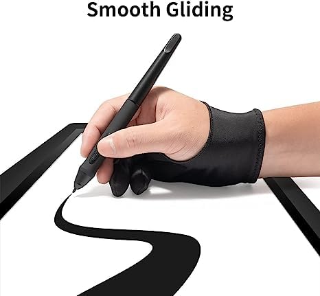 UGEE 2 Pack Artist Glove,Drawing Tablet Universal Sizes Glove,Computer Graphic Tablet Golve with Two Finger for Right Hand or Left Hand,Draw,Sketch