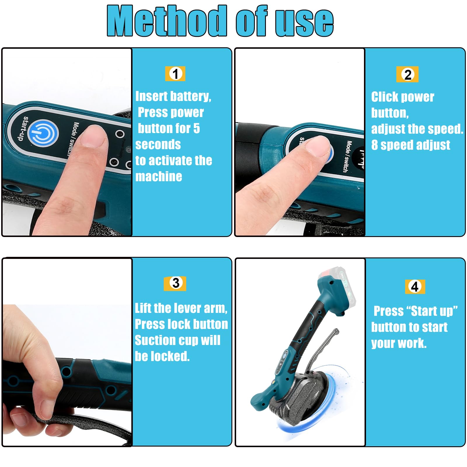 Tile Vibration Leveling Machine for Makita 18V Battery, Cordless Portable Tile Vibrator Tool with 5 Adjustable Speed & Suction Cup & Digital Display & Package Bag for Floor Wall Tile(Tool Only)