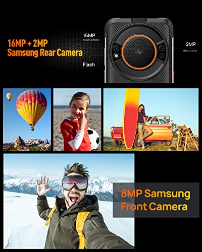Ulefone Power Armor 16 Pro Rugged Smartphone, 9600mAh Battery, 122dB loudest Speaker, Android 12 4GB+64GB Rugged Phone, 16MP Rear Camera, Built-in Glare Flashlight, 5.93" HD+ Screen, Dual SIM 4G-Black