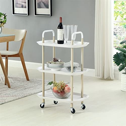 SLNFXC 3 Layers Nordic Style Luxury Mobile Trolley Simple Kitchen Living Room Storage Rack (Color : E, Size : 88cm*58cm*37cm)