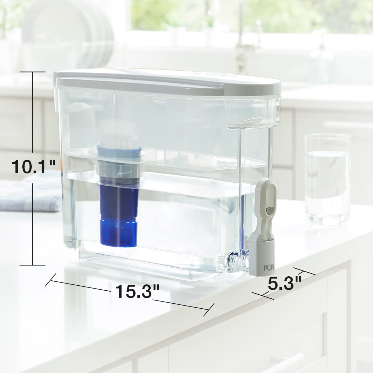 PUR PLUS Large Filtered Water Dispenser, 30 Cup – Includes 1 PUR PLUS Water Pitcher Filter, 1 Count (Pack of 1)