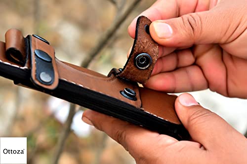 Ottoza Handmade Leather Knife Sheath RIGHT HAND Bushcraft Knife Sheath - Hunting Knife Sheath - Survival Knife Sheath - Fixed Blade Knife Sheath Horizontal Carry Dark Brown TOP GRAIN LEATHER No:44