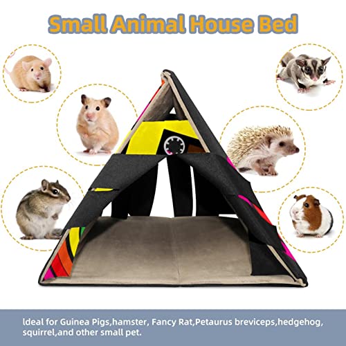 RATGDN Small Pet Hideout Retro Audio Cassette Tapes Rainbow Hamster House Guinea Pig Playhouse for Dwarf Rabbits Hedgehogs Chinchillas