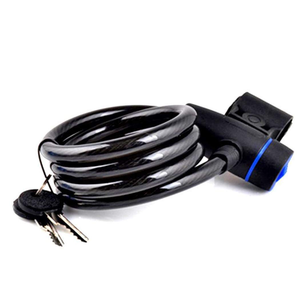 MACIMO Anti-Theft Bicycle Bike Lock Stainless Steel Cable Coil Security Lock with 2 Key (Color : Black)