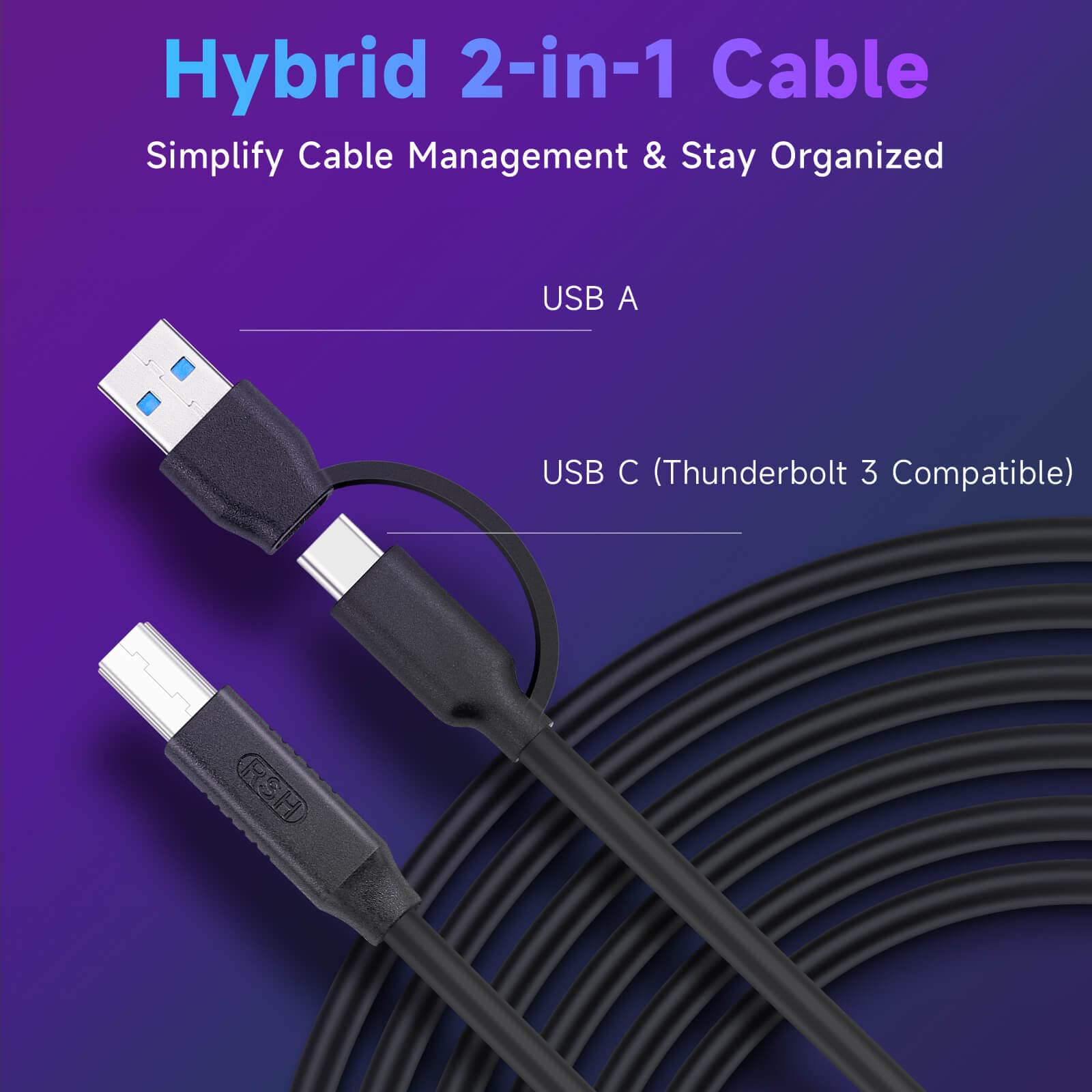 Powered USB Hub, RSHTECH RGB 7 Ports USB 3.0/USB C Hub with 14 Mode RGB LED Strip, Individual Touch Switches, 3.3ft Cable and 5V/4A Power Adapter, Aluminum Gaming USB Hub for PC and Laptop, RSH-518R