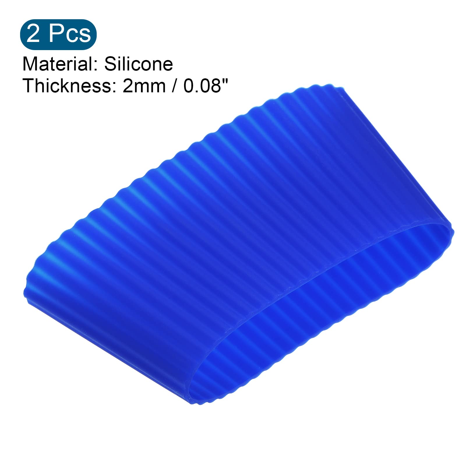 MECCANIXITY Mug Sleeves, Heat Resistant Protective Anti-Slip Cup Silicone Covers Water Bottle Boots, Blue Pack of 2