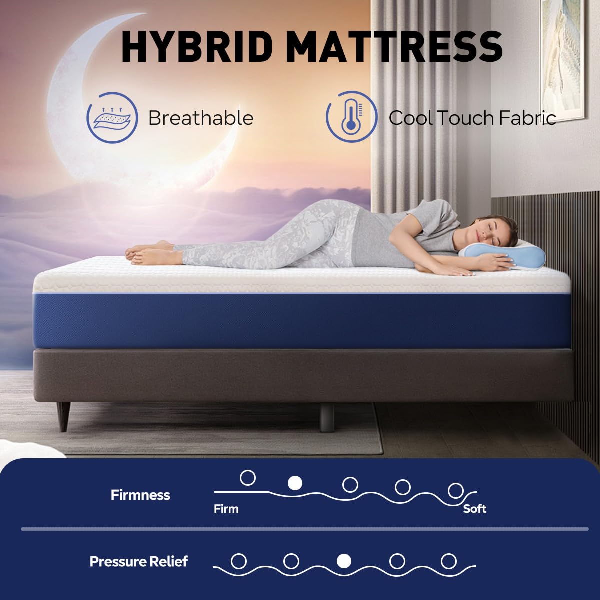 TRIPUB 10 Inch Queen Memory Foam Mattress, Cooling Gel Mattress in a Box, Made in USA, CertiPUR-US Certified, Medium Mattress, 60x80x10,Breathable,Pressure Relief,Anti-Static,Anti-Pilling