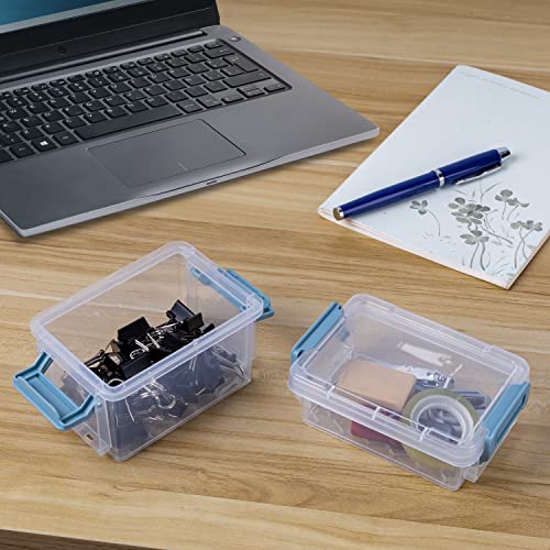 SIYOMG Small Plastic Box, 6 Pack 6 x 4.5 x 2.9 Inch Stackable Storage Bins with Lid, Clear Organizer Containers for Crafts, Jewelry, Sewing Classroom Home Supplies