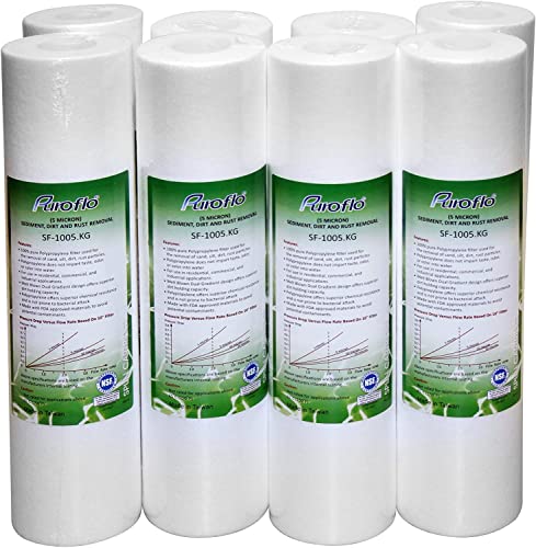 Puroflo 2.5" x 10" 5 Micron Sediment Water Filter Cartridge Pack of 8