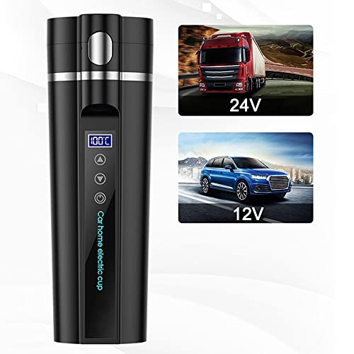 TOTMOX Car Heating Cup, Intelligent Temperature Control LCD Digital Display 450ml/15oz, Insulated Travel Coffee Mug Double Wall Vacuum Insulated Tumbler for Coffee, Tea & Drinks