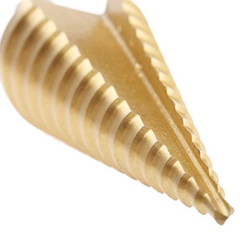 MUXSAM 3Pcs Step Drill Bit Set, HSS Titanium Drill bit, 3-Flat Shank Cone Drill Bits, 2-Flute Design Step Drill , Multi Size Stepped Up Unibit for Plastic, Wood, Sheet Metal Hole Drilling, DIY Lovers(4-12mm/4-20mm/4-32mm)