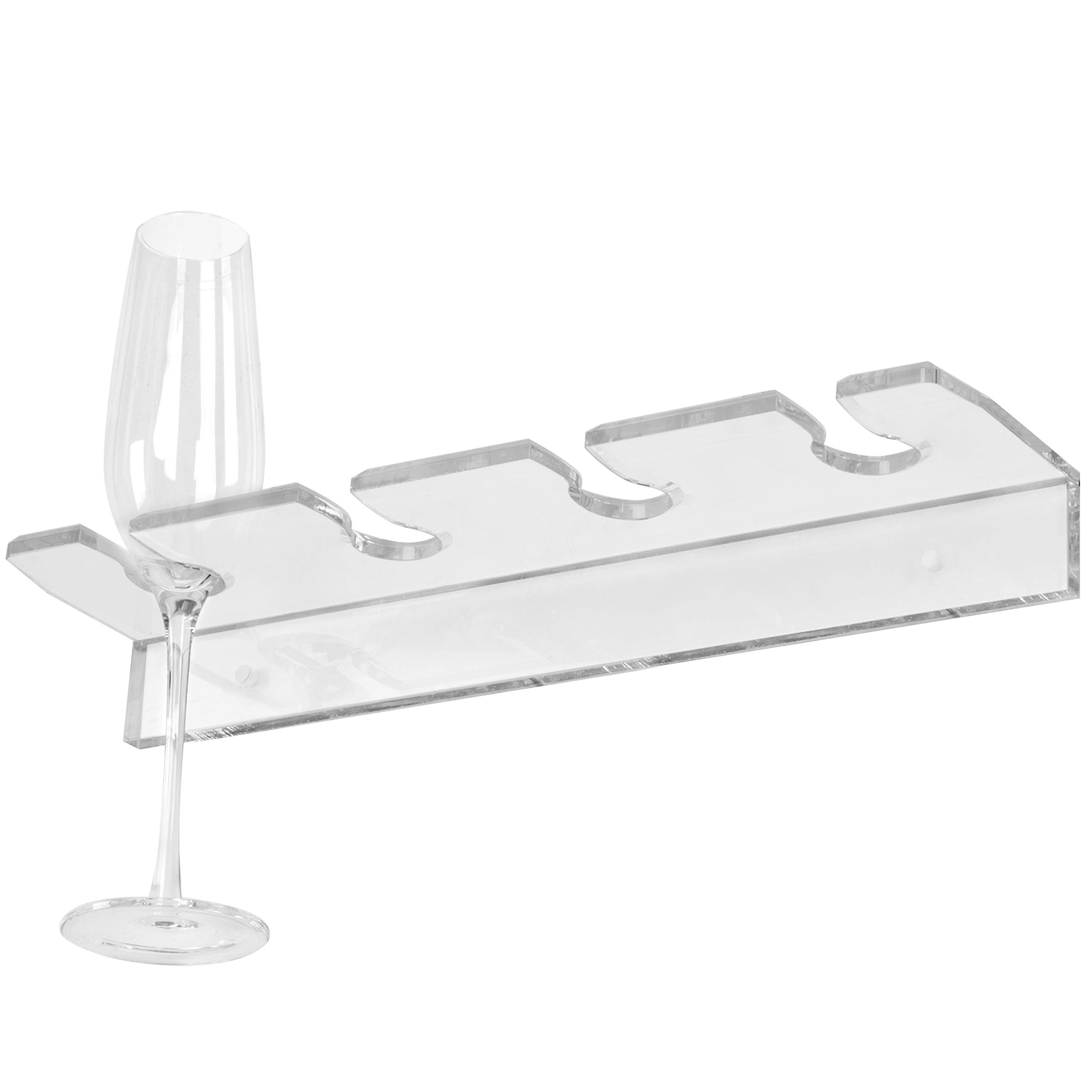 MyGift Clear Acrylic Wine Glass Holder Wall Mounted Stemware Hanging Rack - Holds 4 Stemmed Glasses
